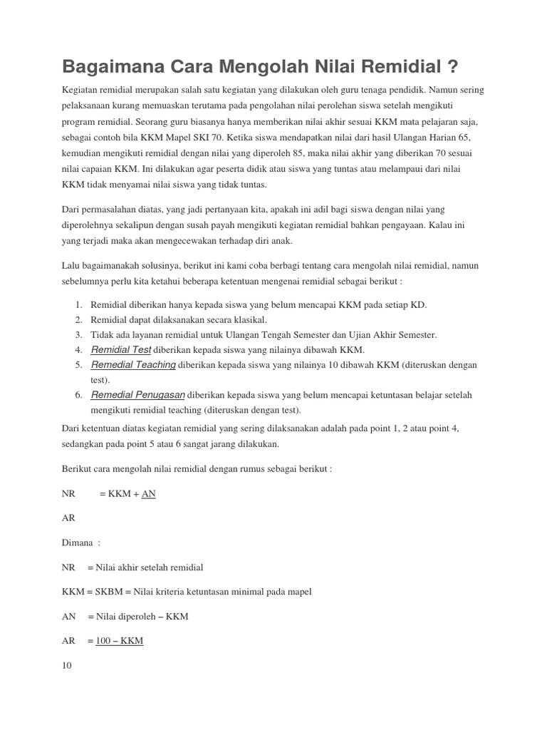 Bagaimana Cara Mengolah Nilai Remidial | PDF