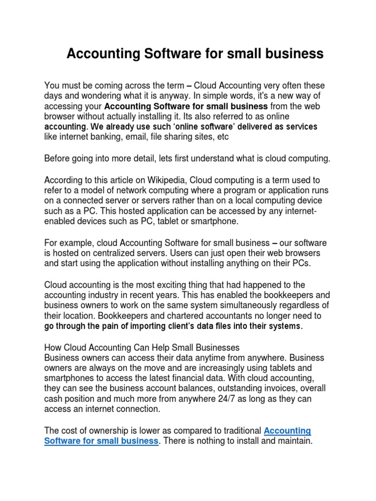 Accounting Software For Small Business | PDF | Cloud Computing ...