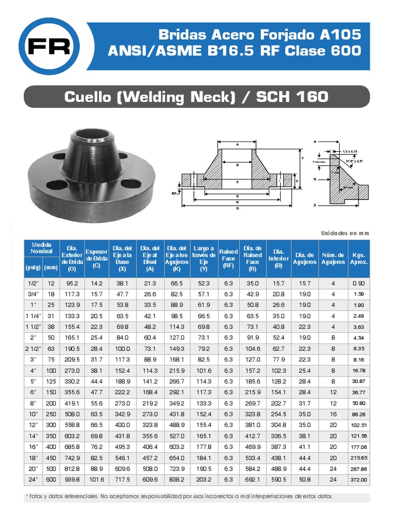 Presion de Trabajo de Brida Wn. | PDF | Plomería | Ingeniería mecánica