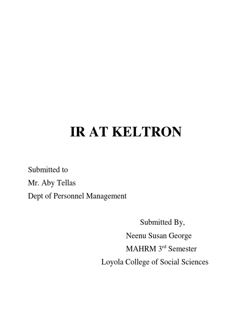 Ir at Keltron | PDF