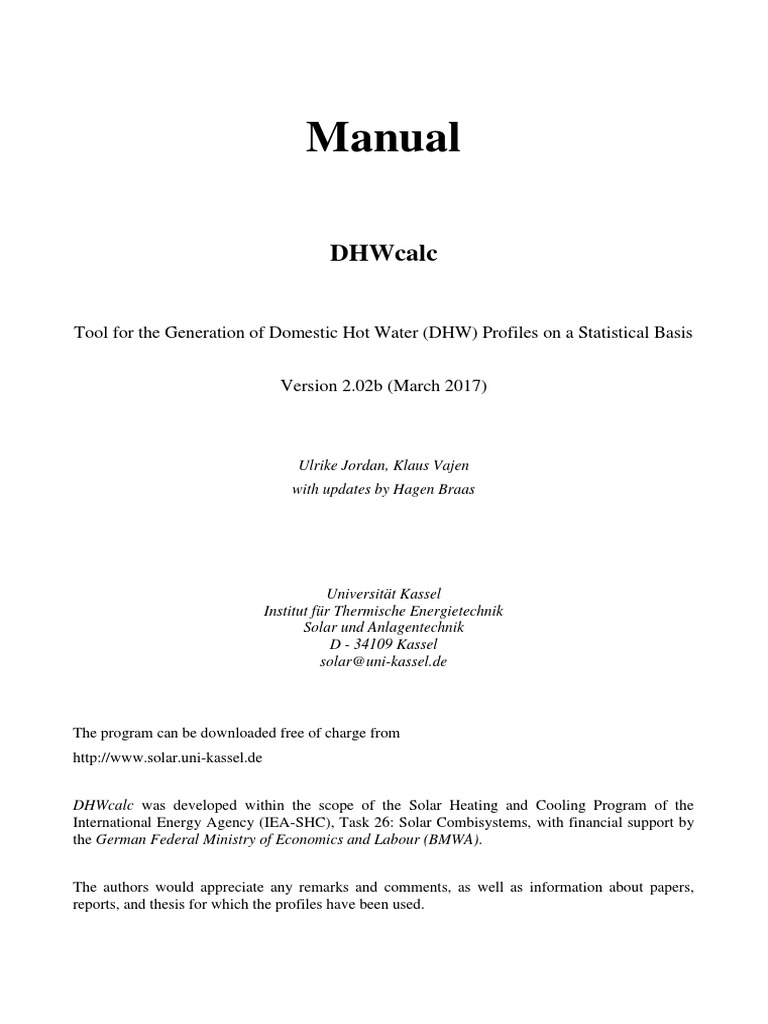 DWHcalc: Domestic Hot Water Profile Tool | PDF | Mean | Normal Distribution