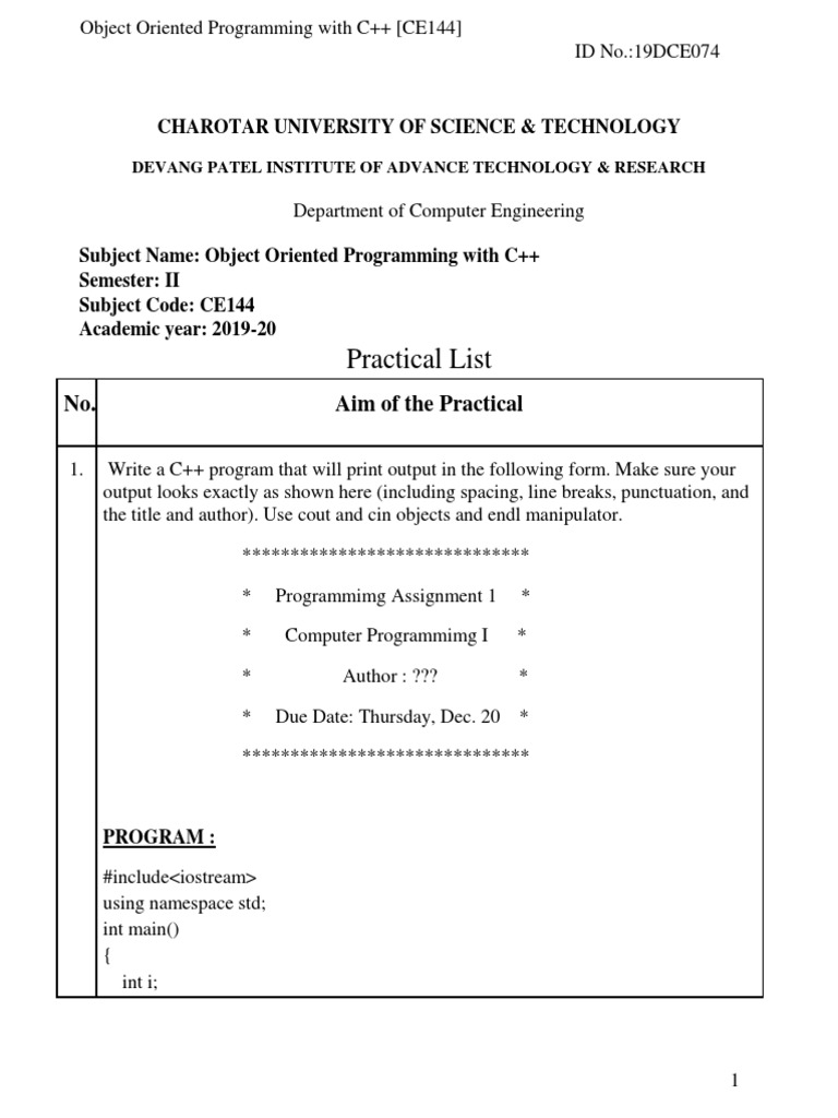 Practical File074 | PDF | Pointer (Computer Programming) | Software Engineering
