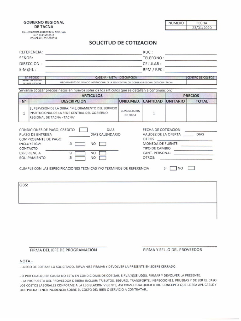 Solicitud de Cotizacion | PDF | Business