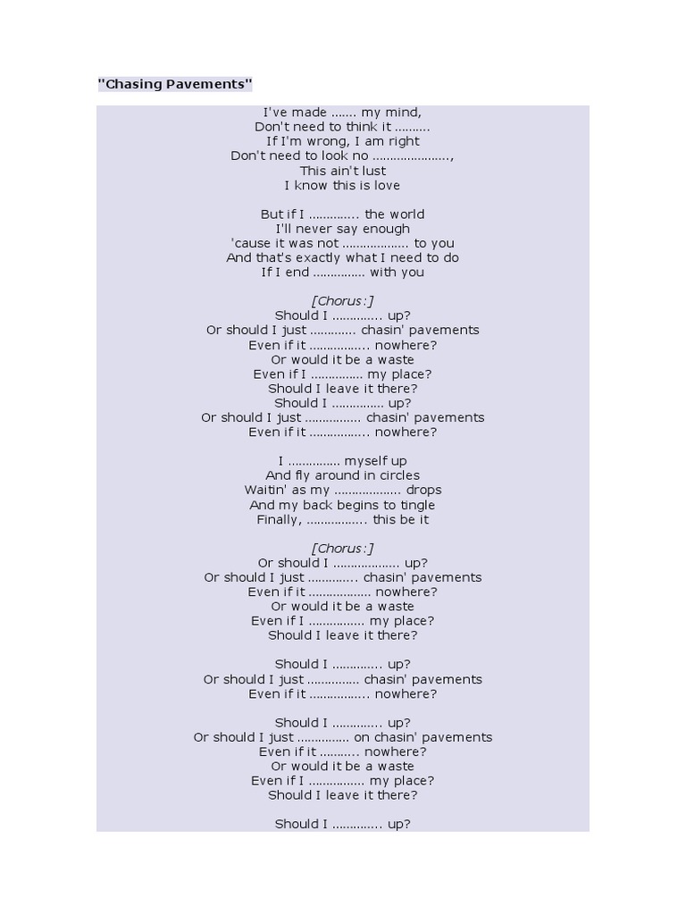 Chasing Pavements ADELE | PDF | Songs Written | Singles (Music)