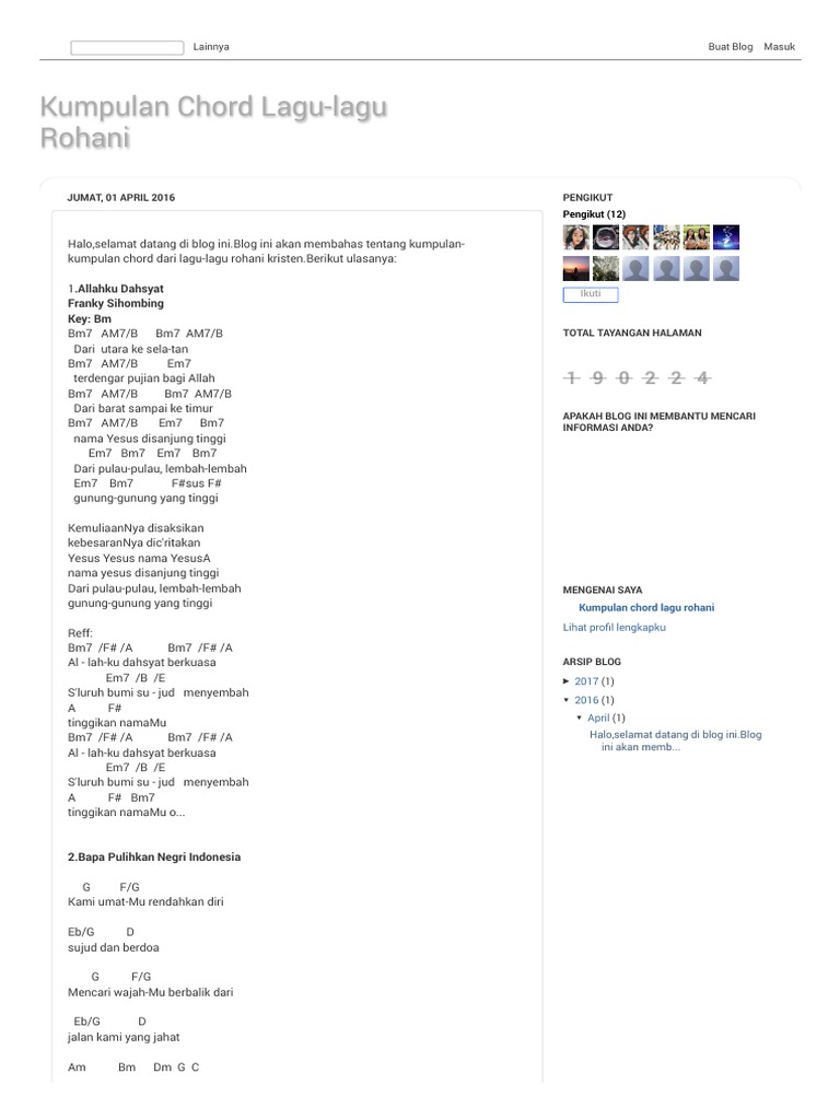 Kumpulan Chord Lagu Rohani Kristen | PDF