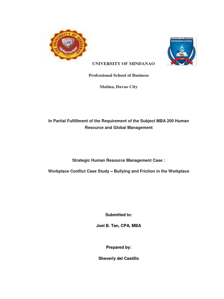 Workplace Conflict Case Study Analysis | PDF | Bullying | Conflict ...