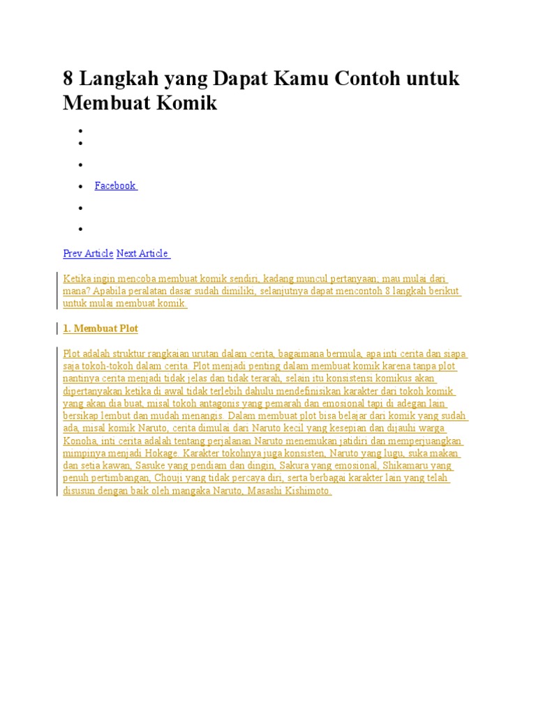 8 Langkah Yang Dapat Kamu Contoh Untuk Membuat Komik | PDF