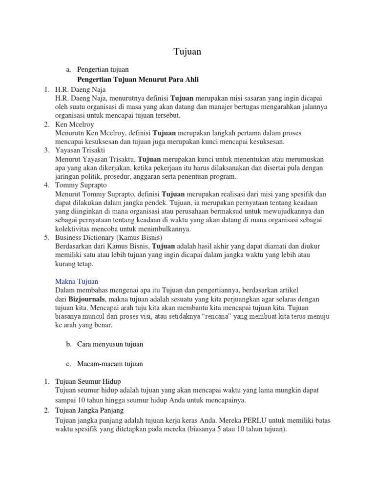 Tujuan | PDF | Karier & Perkembangan | Bisnis