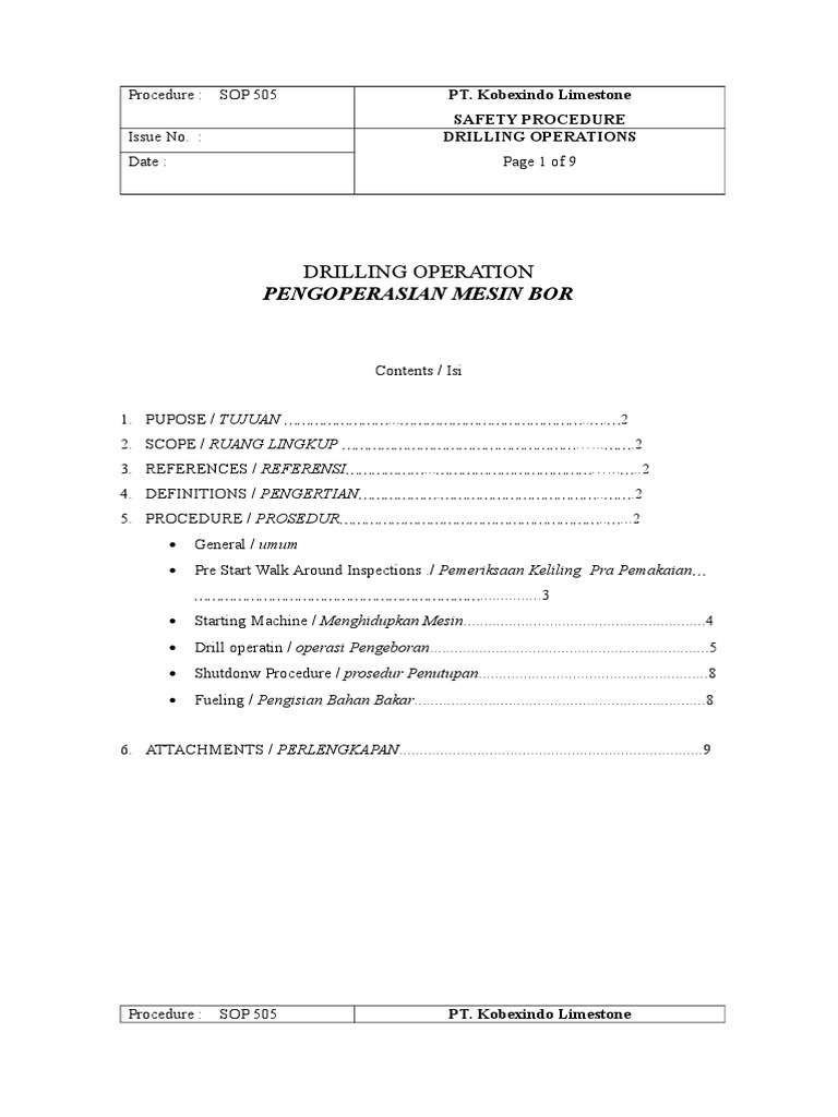 Prosedur Keselamatan Pengeboran | PDF
