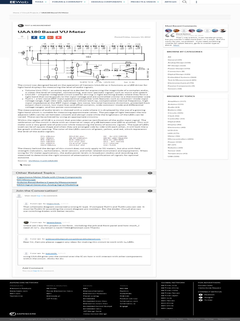 UAA180 Based VU Meter - EEWeb Community | PDF | Electronic Circuits ...