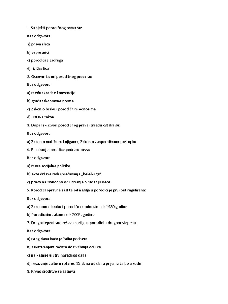 Porodicno I Nasledno Pravo Kolokvijum | PDF