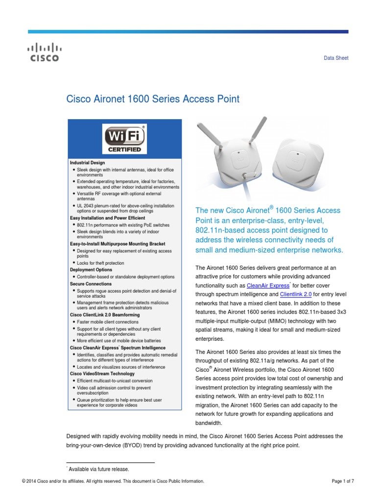 Cisco Air 1602e AP-1400 Acces Point PDF | PDF | Ieee 802.11 | Mimo