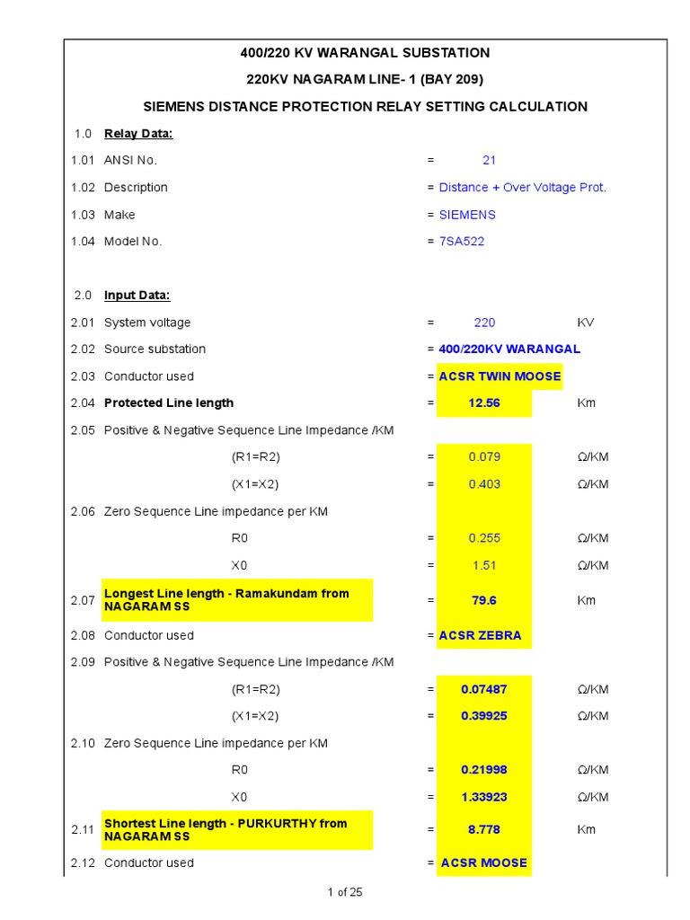 Siemens 7SA522 Distance Protection Relay Setting | PDF | Electrical ...