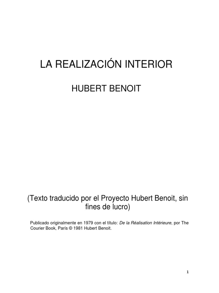 Benoit Hubert. La Realización Interior. 1979 | PDF | Metafísica | zen