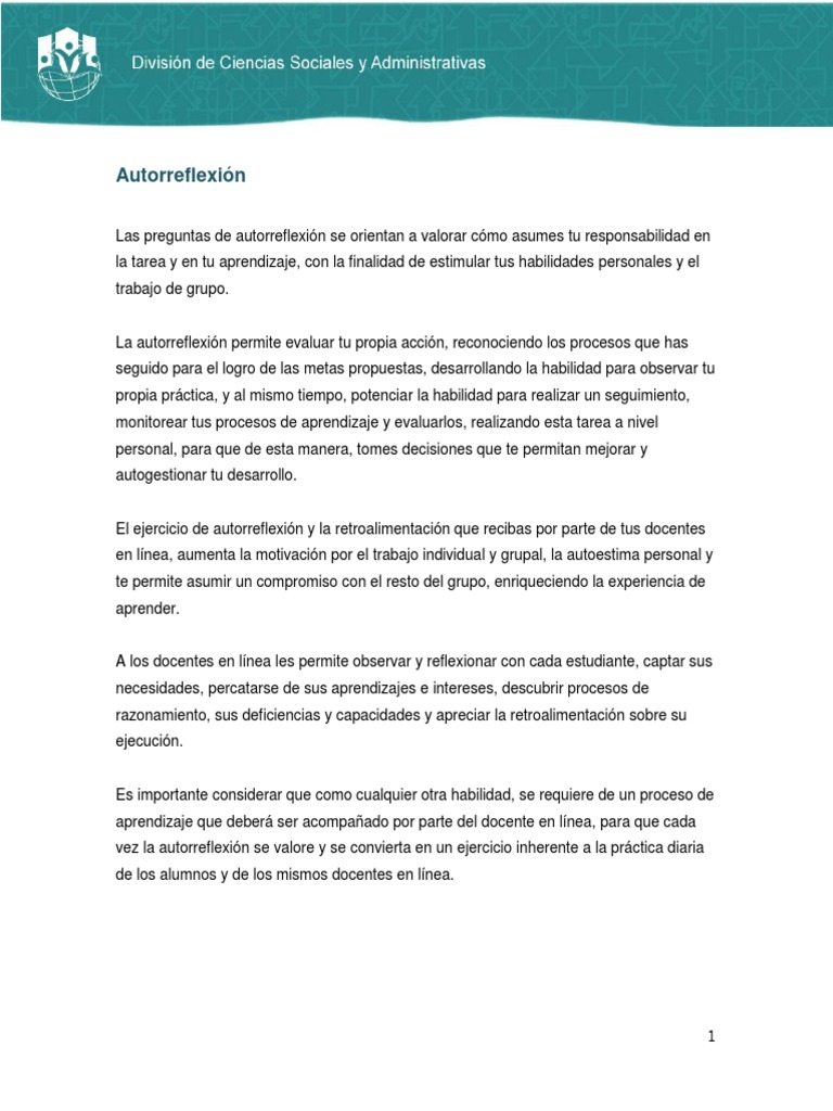 Guía de Autorreflexión Docente | PDF