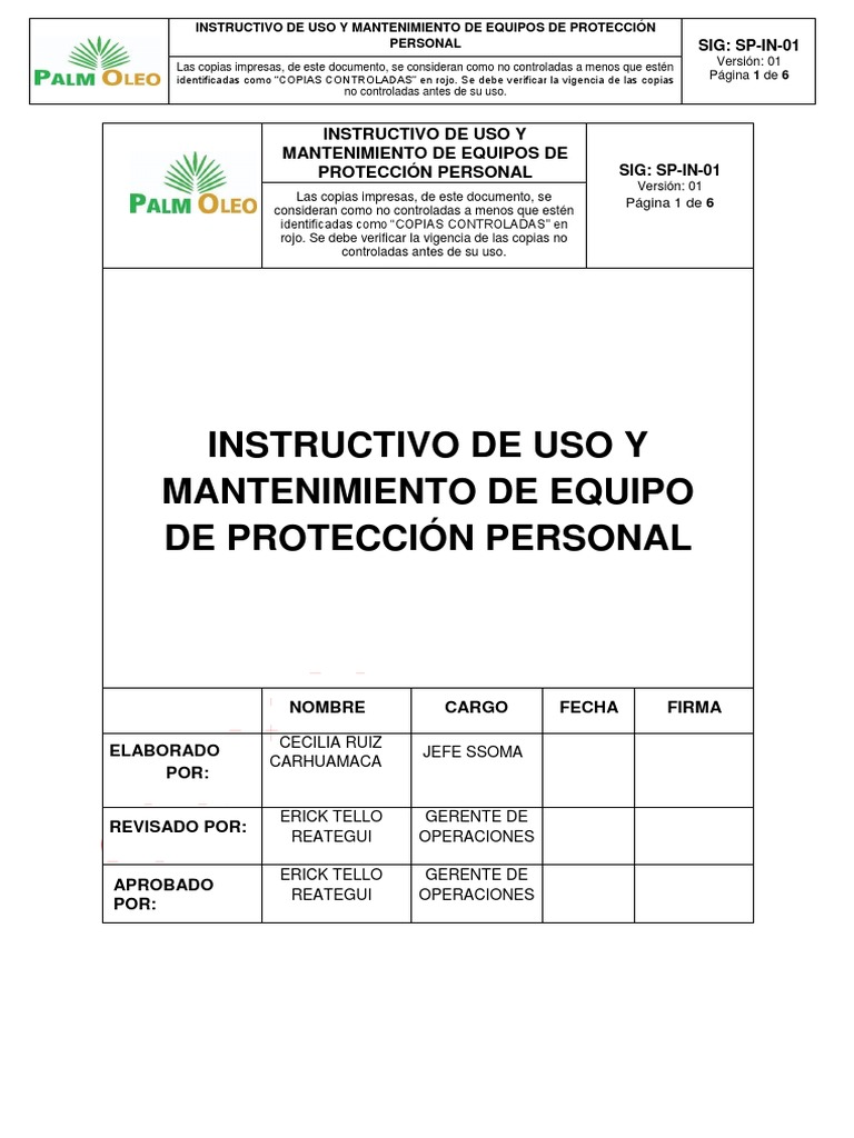 Instructivo de Uso de EPP S | Descargar gratis PDF | Guante | Ropa