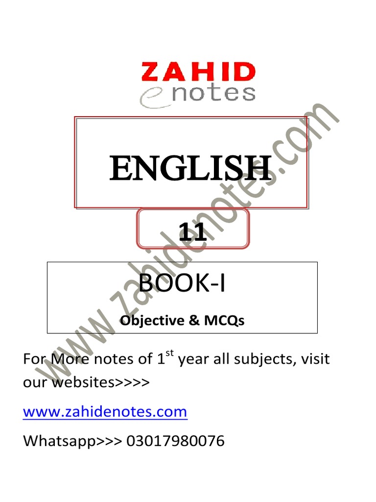 1st Year English Book 1 Synonyms and Mcqs PDF | PDF | Anger