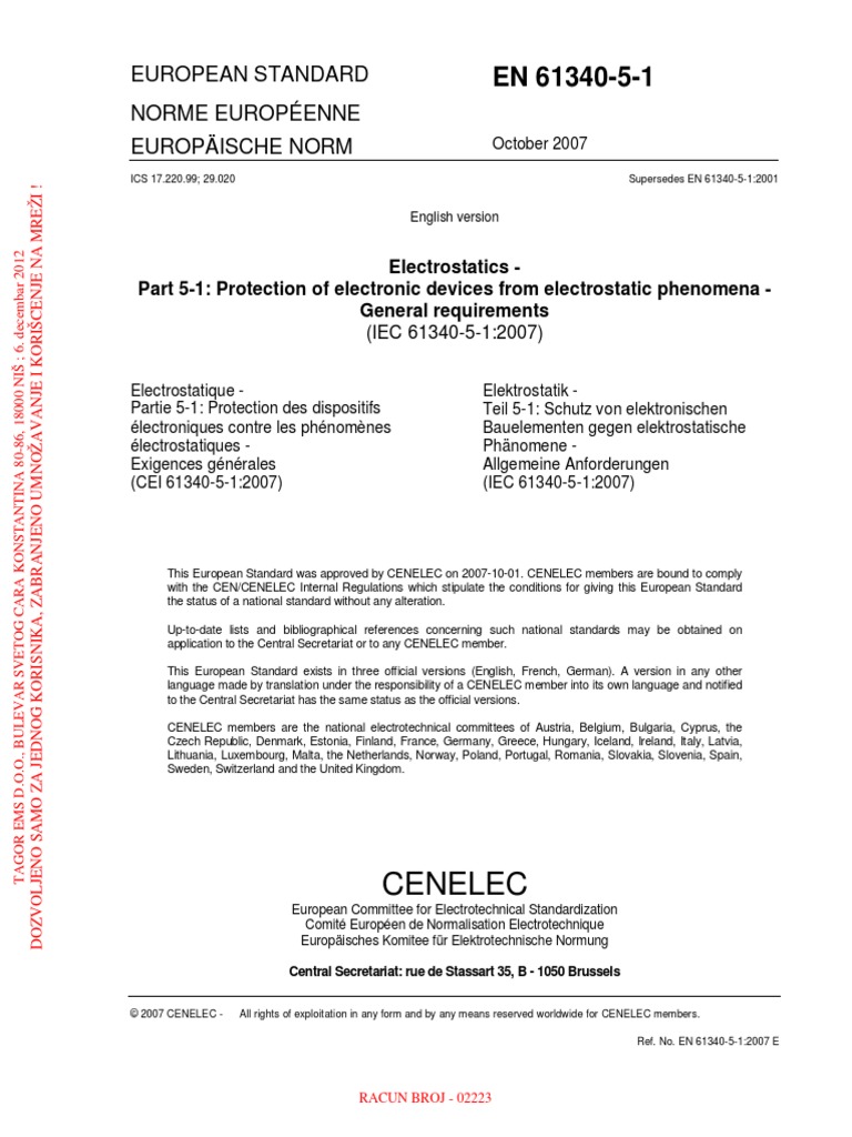 En 61340-5-1 | PDF | Electrostatic Discharge | Evaluation