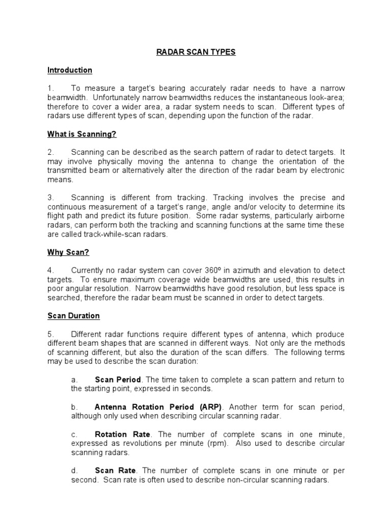 Radar Scan Types | PDF | Radar | Military Technology