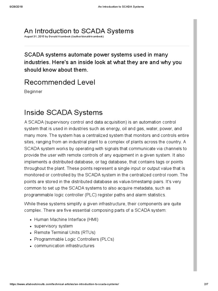 An Introduction To SCADA Systems | PDF | Scada | Cloud Computing