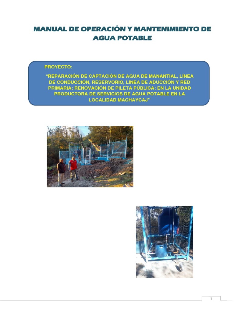 Manual de Operacion y Mantenimiento Agua Potable Machaycaj | PDF | Tap (Válvula) | Agua