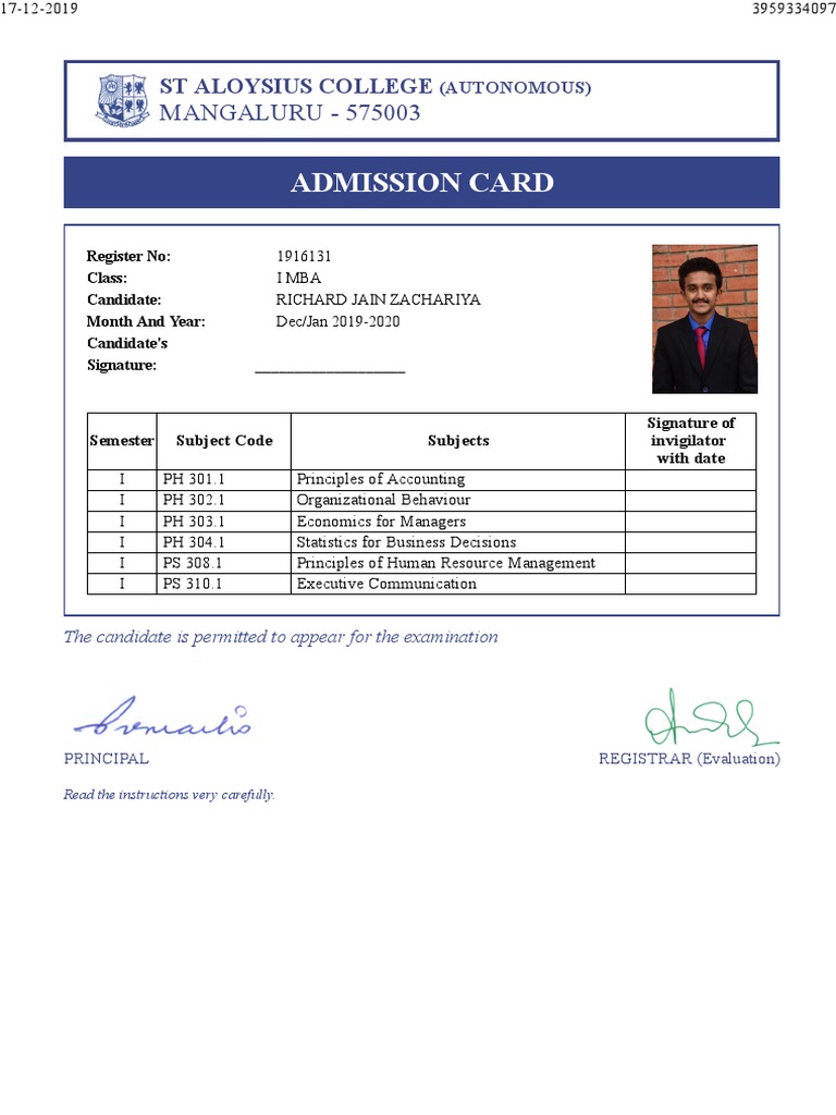 Generate Hall Ticket PDF | PDF