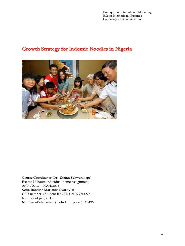 Indomie Noodles Growth Strategy in Nigeria | PDF | Brand | Marketing
