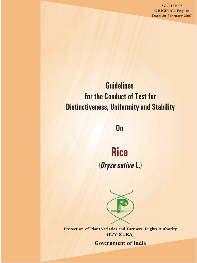 DUS For Rice-ppv&FR Authority PDF | PDF | Seed | Rice