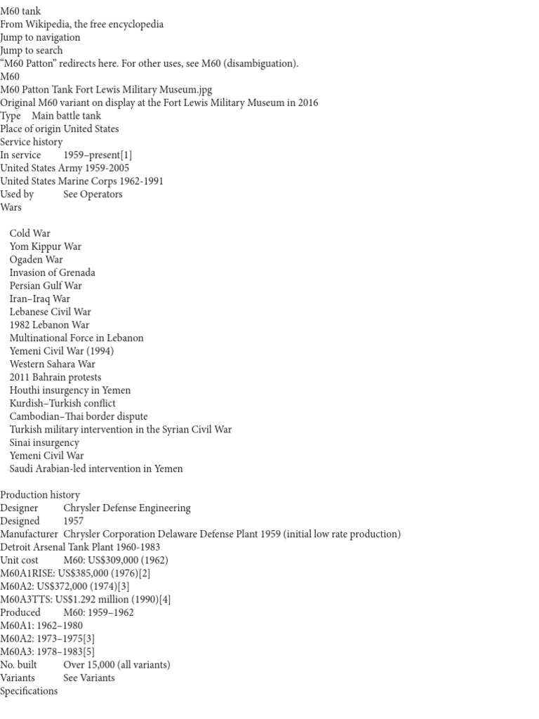 An In-Depth Look at the M60 Patton Main Battle Tank: Design, Variants ...