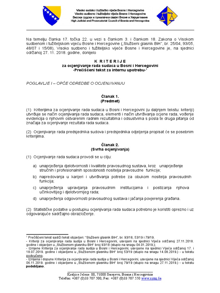Kriteriji Sudije - Precisceni Tekst | PDF