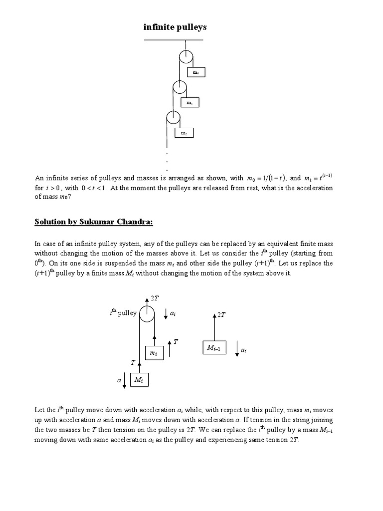 Infinite Pulleys | PDF | Tension (Physics) | Mass