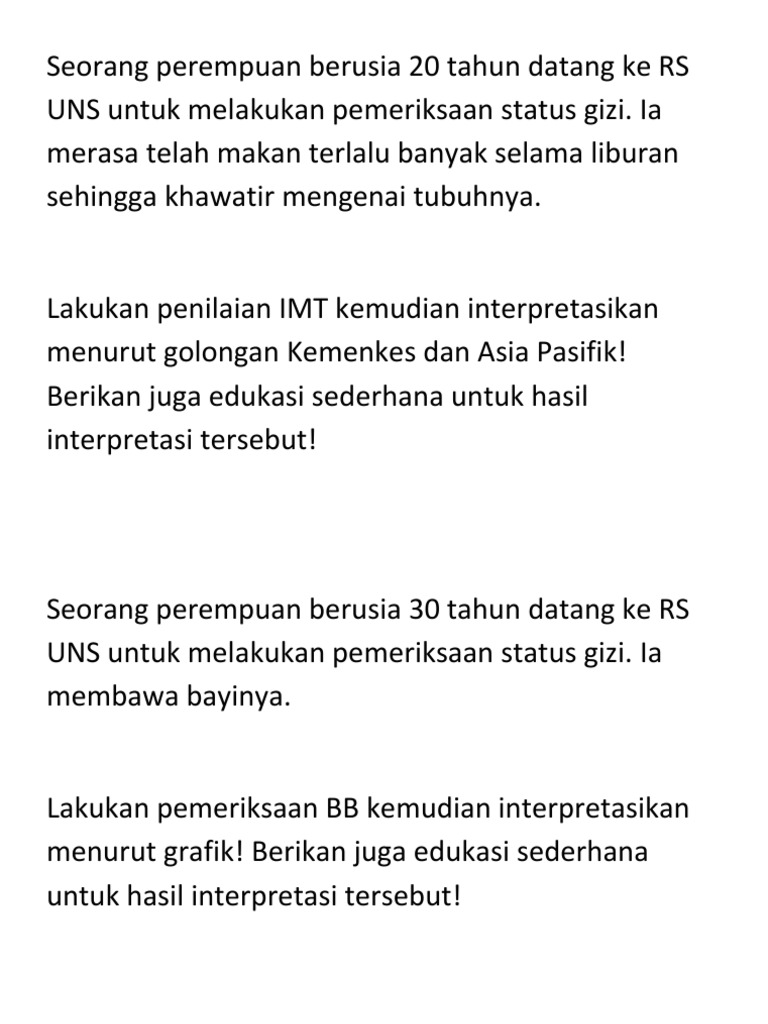 Contoh Soal OSCE Gizi dan Edukasi | PDF