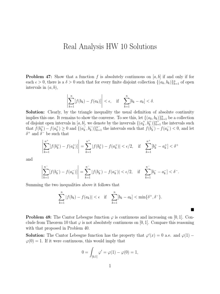 HW10 Sol | PDF | Continuous Function | Measure (Mathematics)