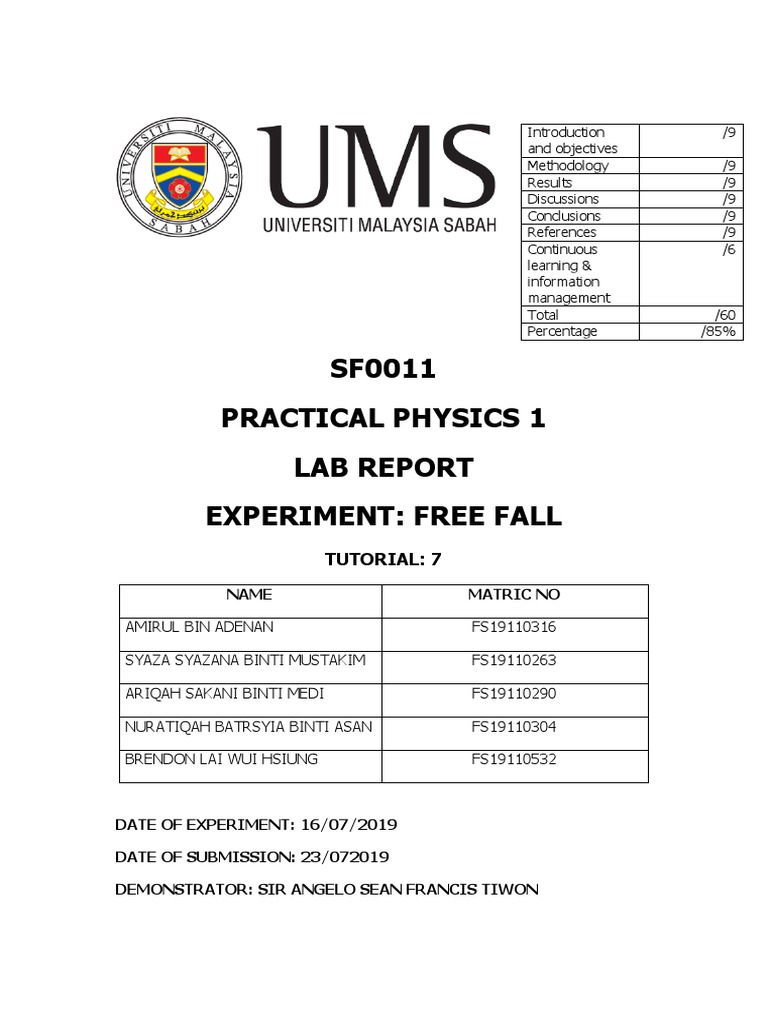 Free Fall Test 1 | PDF | Gravity | Acceleration