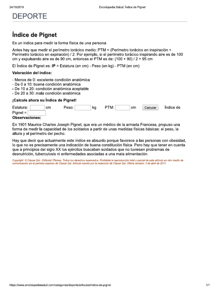 Índice de Pignet | PDF