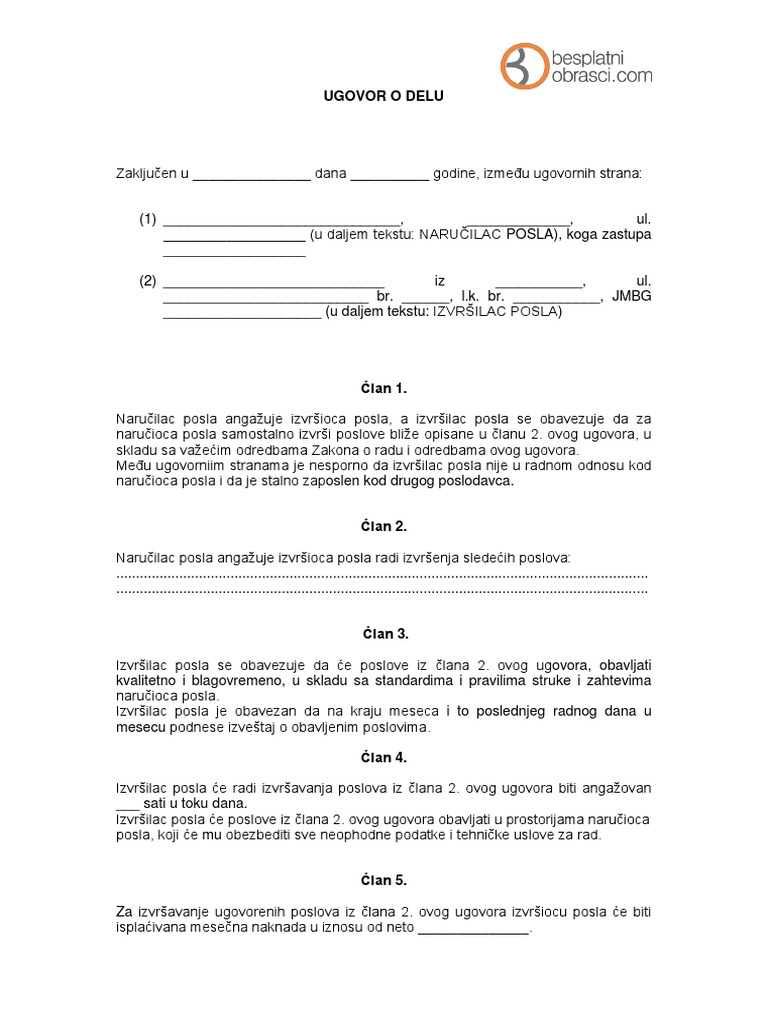 Ugovor o Delu | PDF