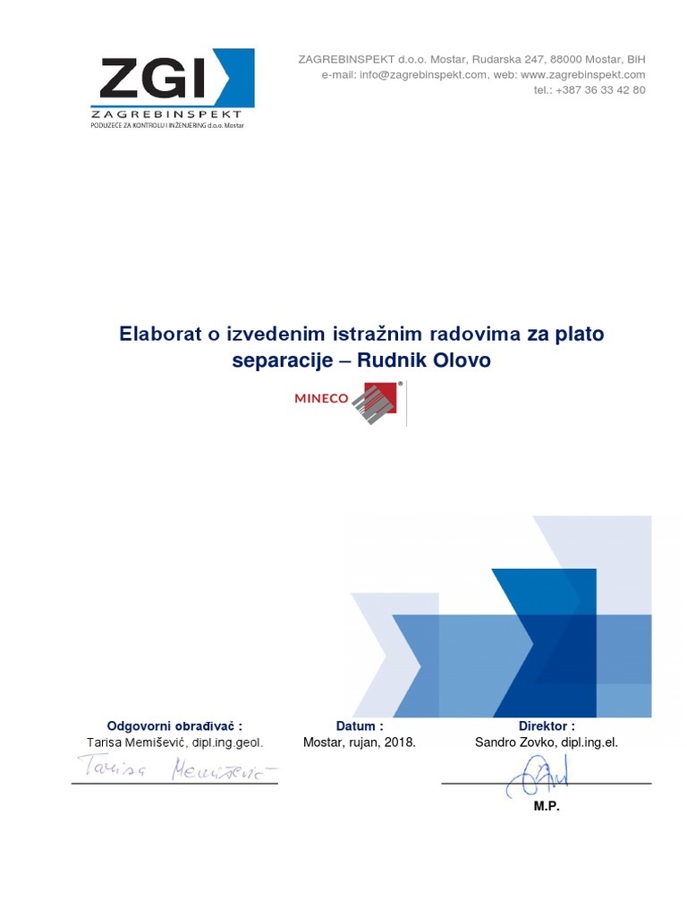 00 Elaborat o Izvedenim Istraznim Radovima | PDF