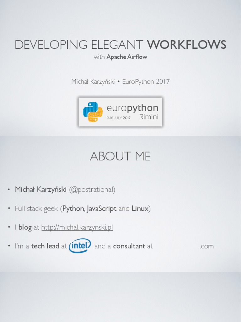 Developing Elegant Workflows In Python Code With Apache Airflow Pdf Areas Of Computer 8765