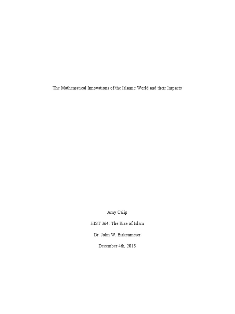 The Mathematical Innovations of The Islamic World PDF | PDF ...