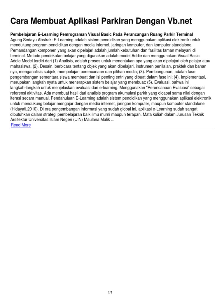 Cara Membuat Aplikasi Parkiran Dengan VB Net PDF | PDF