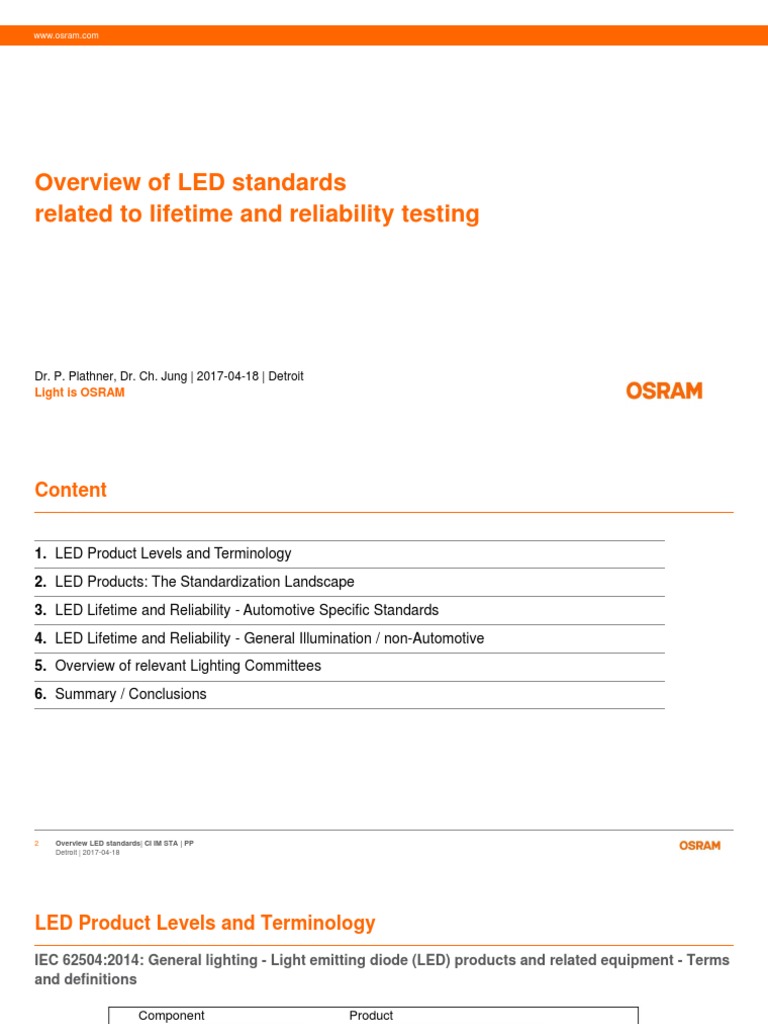 W.3a Overview of LED-Related Standards | PDF | Light Emitting Diode ...