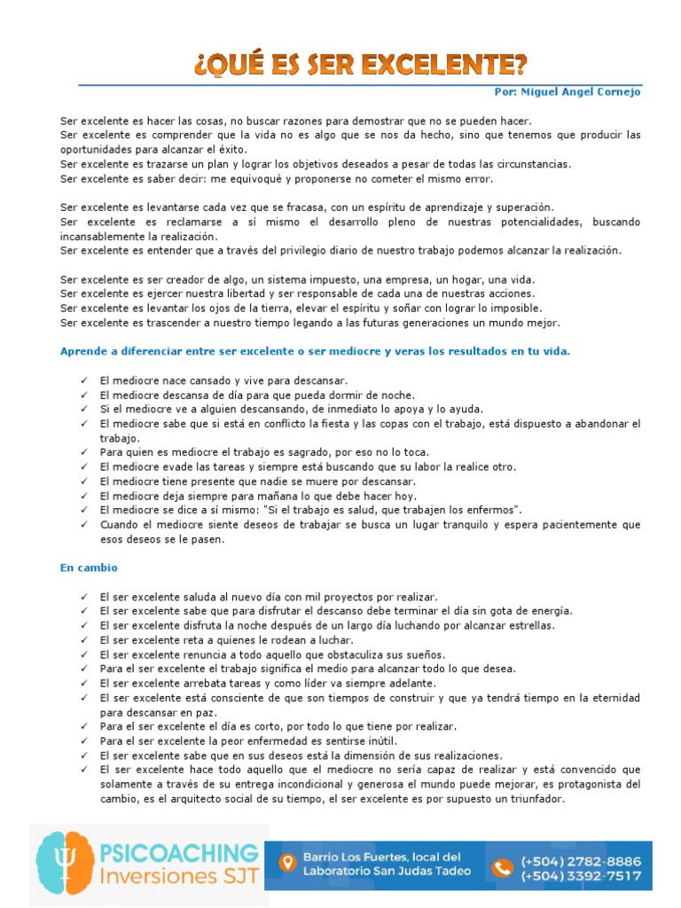 Qué Es Ser Excelente | PDF