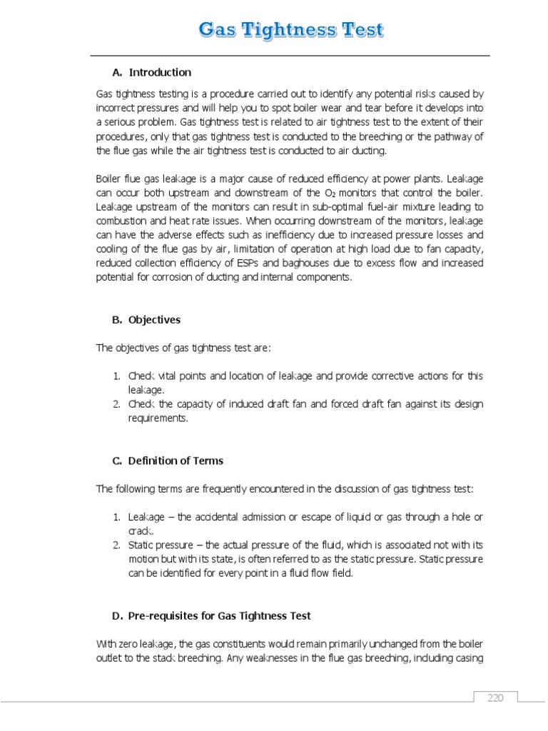 Gas Tightness Test | PDF | Boiler | Applied And Interdisciplinary Physics