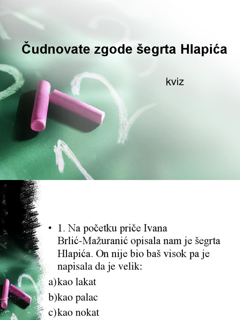 Šegrt Hlapić (Kviz) - Josip Rihtarić | PDF