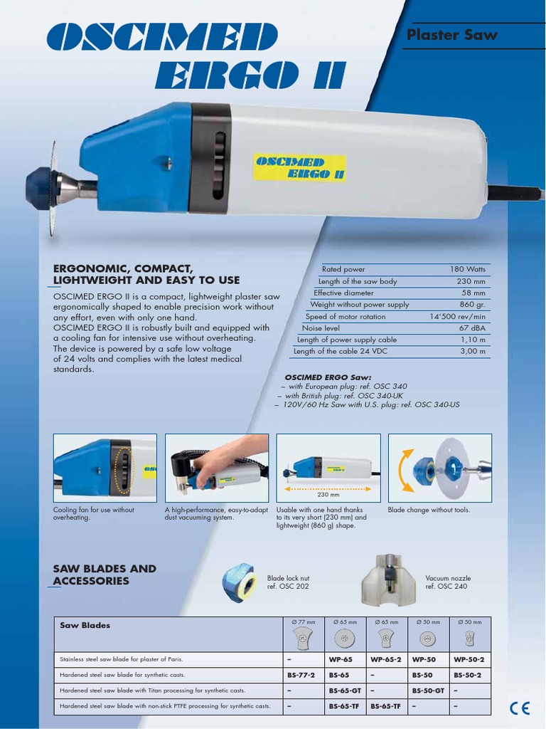 OSCIMED ERGO II Plaster Saw Overview | PDF | Vacuum Cleaner | Filtration