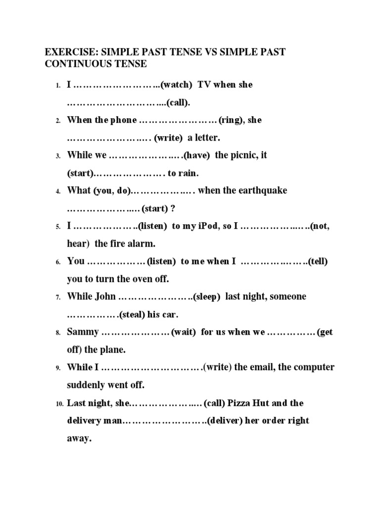 Exercise Past and Past Continuous | PDF