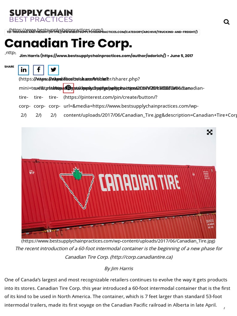 Canadian Tire Corp. - Supply Chain Best Practices | PDF | Intermodal ...