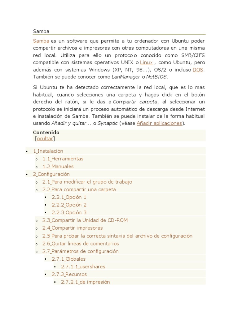 Samba | PDF | Software del sistema | Informática