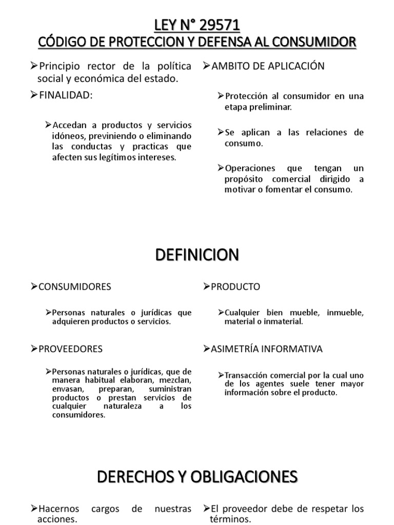 Diapositivas Ley 29571 | PDF | Consumo (economía) | Los consumidores