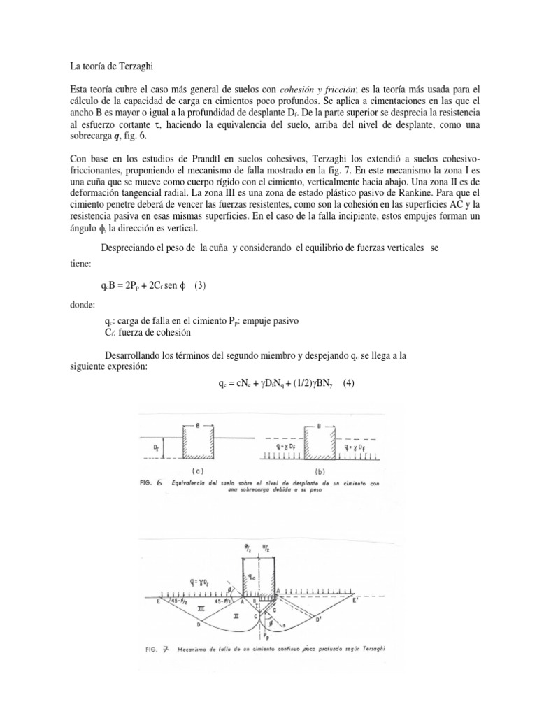 La teoría de Terzaghi | PDF | Fundación (Ingeniería) | Falla (geología)
